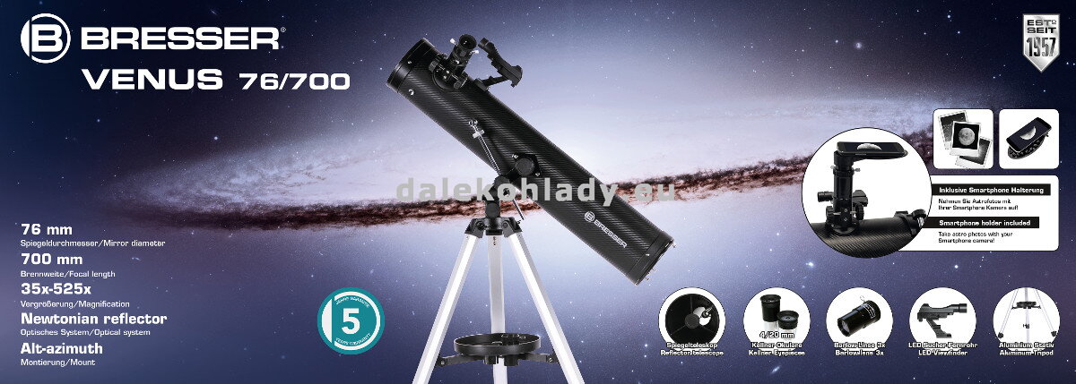 Teleskop Bresser VENUS 76/700 AZ - M-LINK.sk